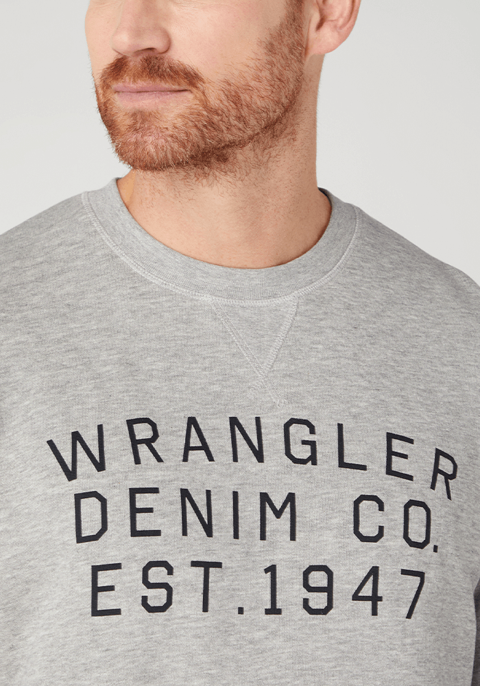 Polerón Hombre Graphic Crew Sweat Slogan Mid Grey Melange - Wrangler Chile